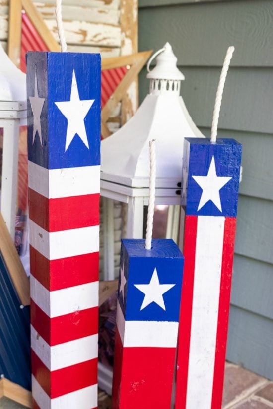 Patriotic Decor: DIY Wood Firecrackers - The Kingston Home